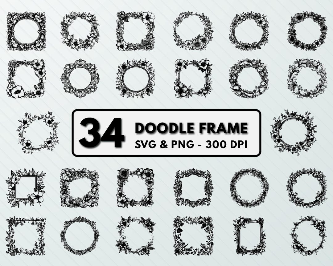 Doodle Frame Svg Png Bundle, Doodle Frame Silhouette, Doodle Frame ...