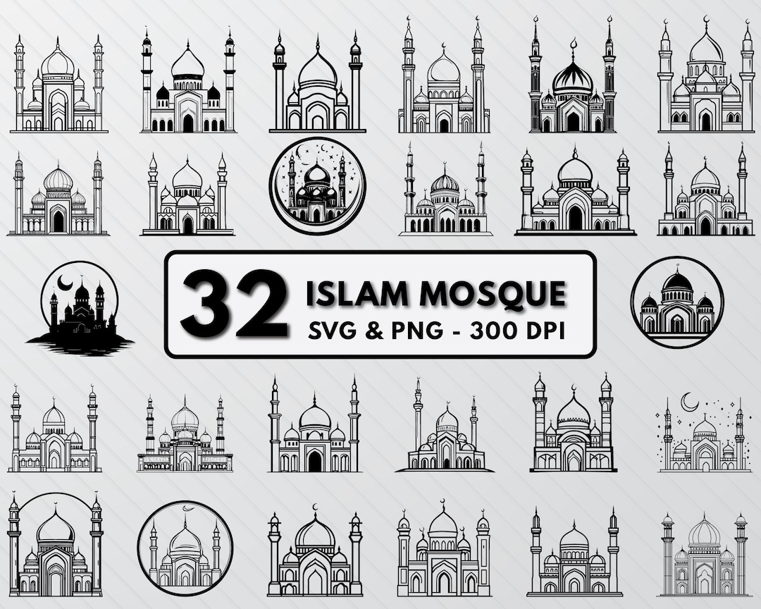 Islam Mosque Svg Bundle, Cute Mosque Silhouette Png, Islam Mosque ...