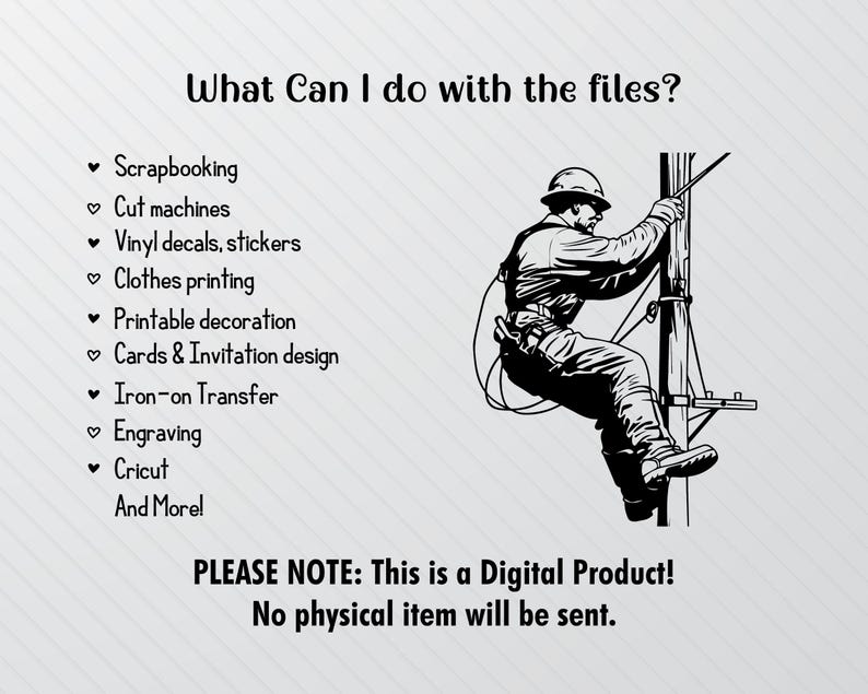 Lineman Silhouette SVG: Electrician Outlines, Decals (PNG, Vector) - Etsy