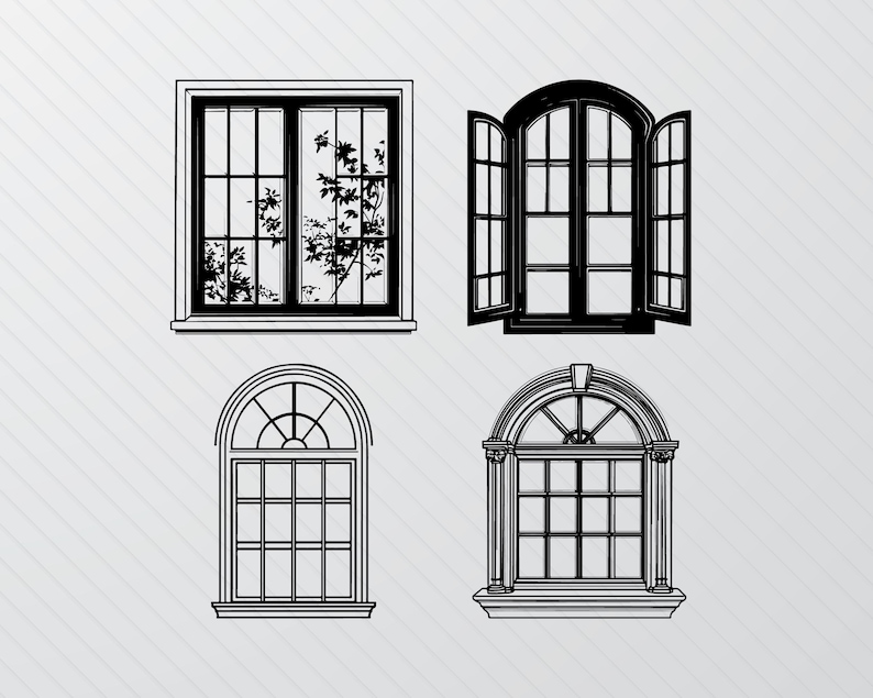 Window SVG Cut Files: Silhouette Clipart, Vector Art (PNG) - Etsy