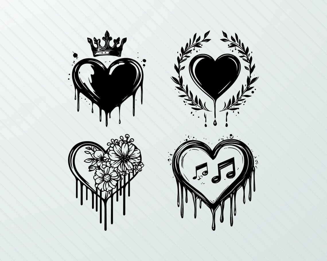 Dripping Heart SVG PNG Clipart: Vector Cut Files - Etsy