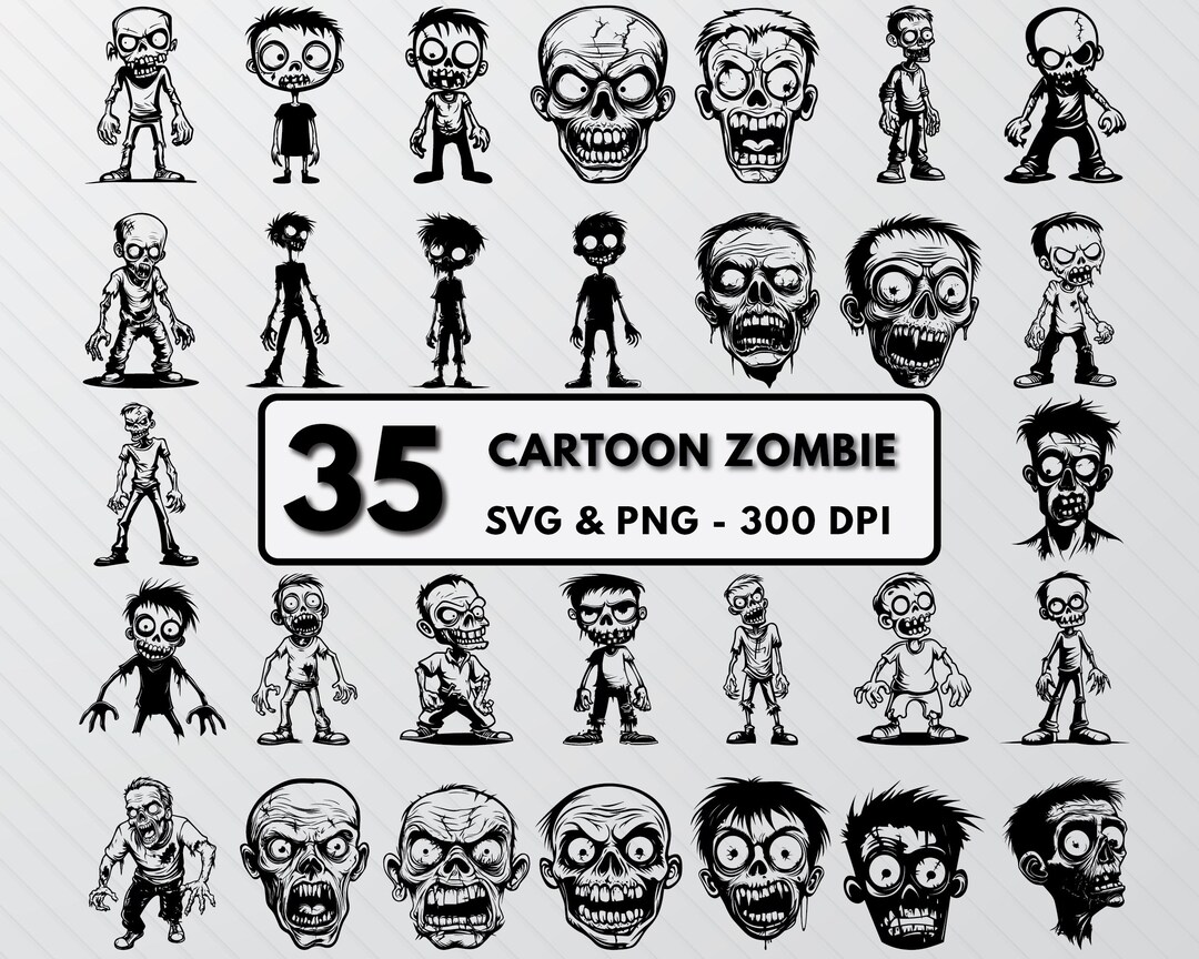 Cartoon Zombie SVG Bundle: Ghost Child Silhouette Cut Files (PNG ...