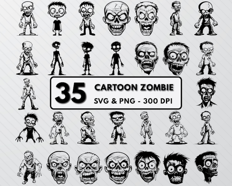Cartoon Zombie Svg Bundle, Cartoon Ghost Child Silhouette Cut Files for ...