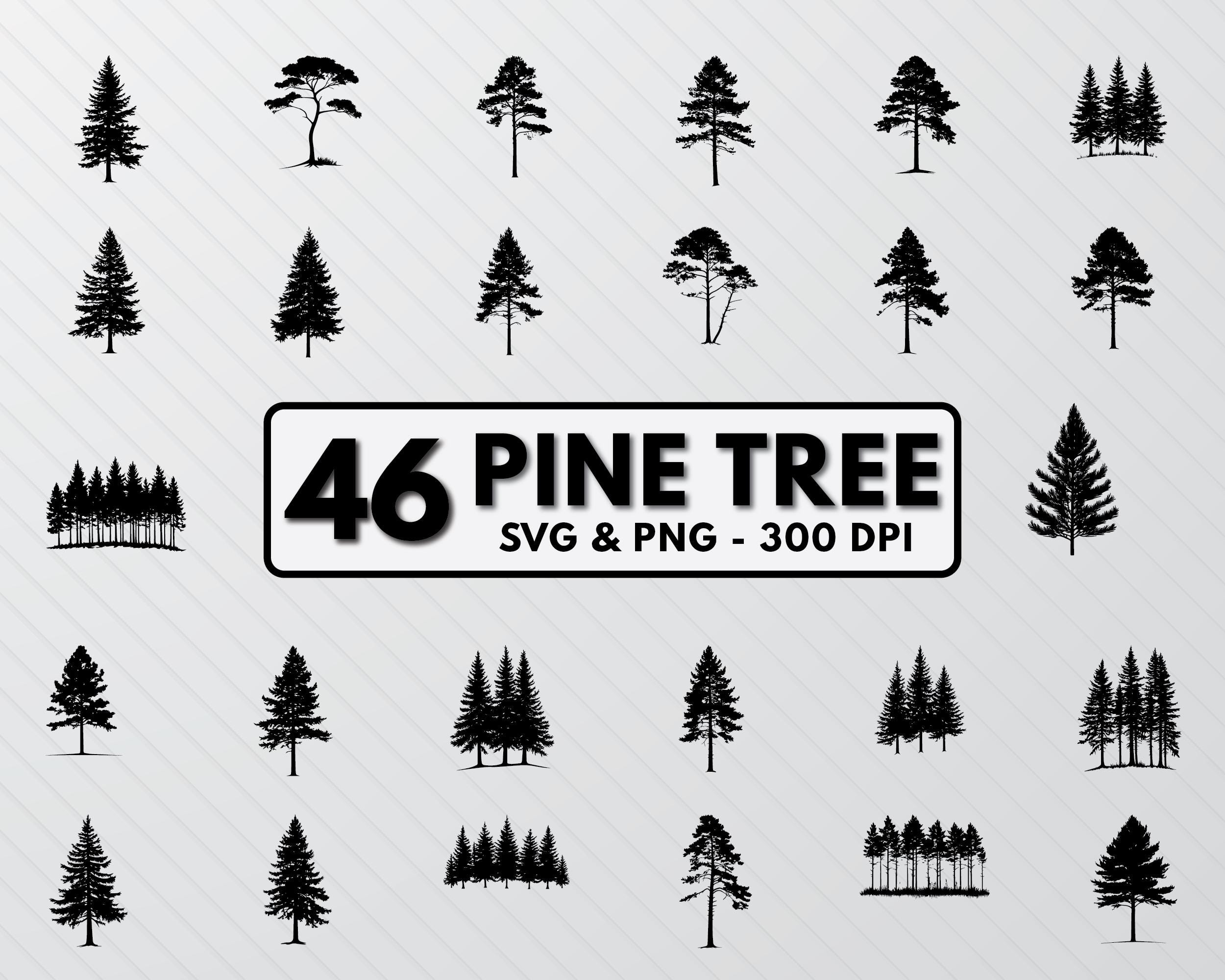 Pine Tree Silhouette Svg, Pine Tree Svg Bundle Set, Pine Tree Png, Pine ...
