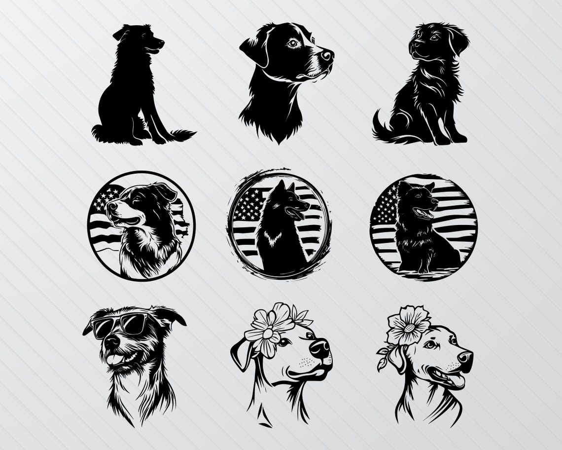 Mutt Dog Svg Bundle, Mutt Dog Silhouette Cut File for Cricut, Mutt Dog ...