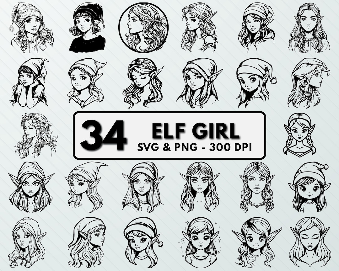 Elf Girl Svg Png Bundle, Elf Girl Clipart, Elf Girl Silhouette, Elf ...