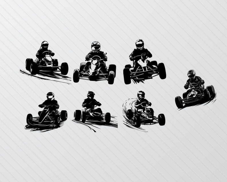 Go Kart SVG Bundle: Racing Clipart, Vector Decal (PNG) - Etsy Australia