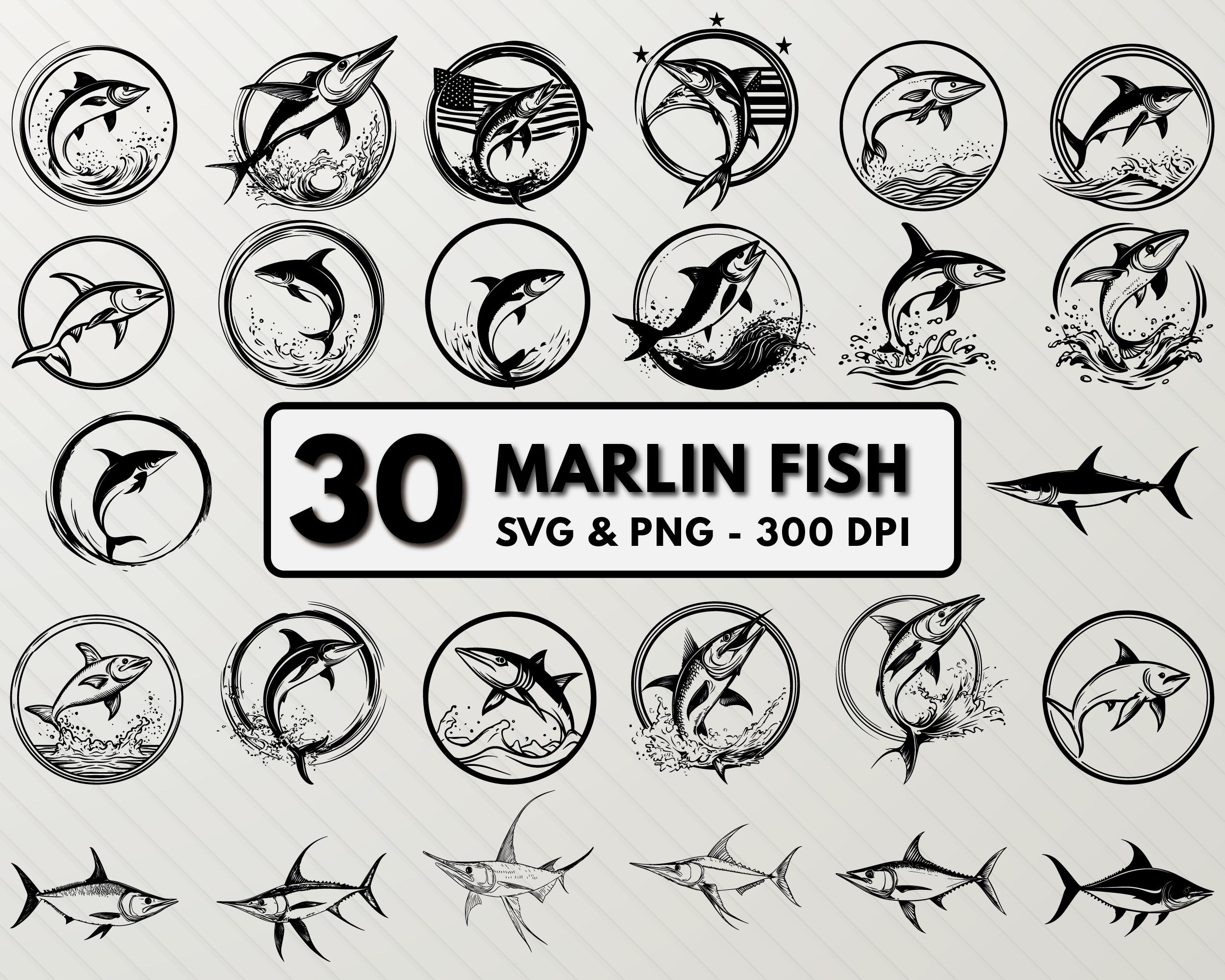 Marlin Fish Svg Bundle, Marlin Fish Silhouette Png, Fish Line Art Svg ...