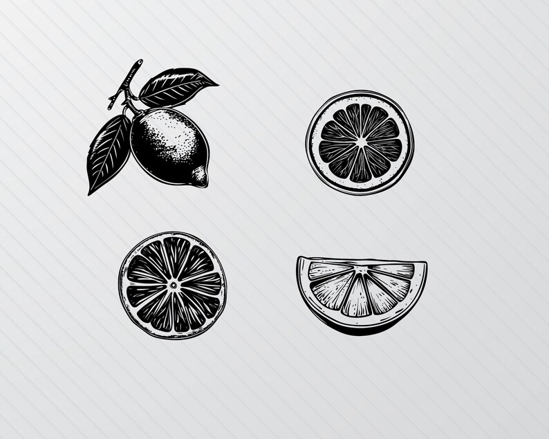 Lemon Silhouette SVG: Lemon Slice Clipart, Decal Design (PNG) - Etsy