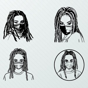 Girl Dreadlocks Silhouette: Vector Art, Clipart (SVG, PNG, Cricut Ready ...