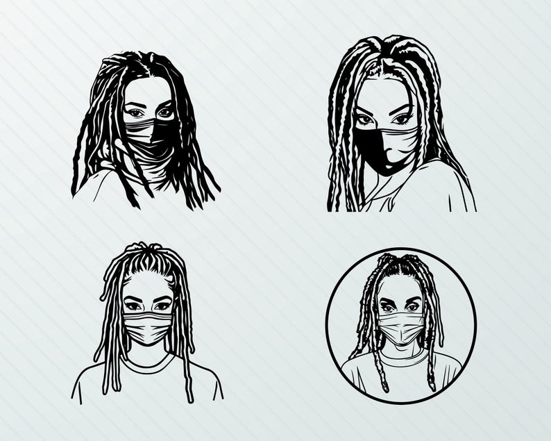 Girl Dreadlocks Silhouette: Vector Art, Clipart (SVG, PNG, Cricut Ready ...