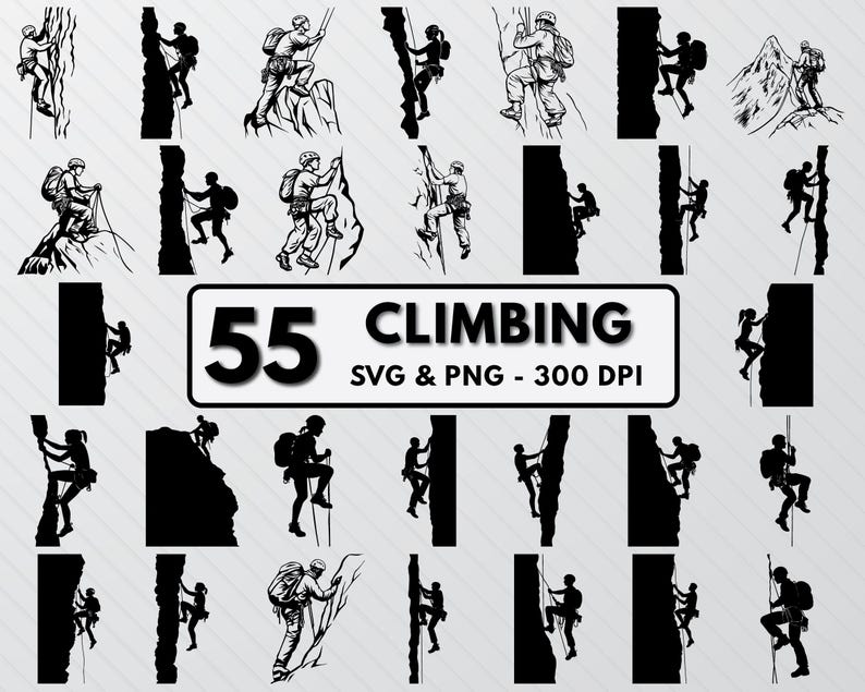 Climbing Silhouette Svg, Climbing Svg Bundle Cut File Cricut, Climbing ...