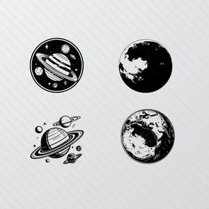 Solar System Planets Silhouette: Galaxy Vector Art (SVG & PNG) - Etsy