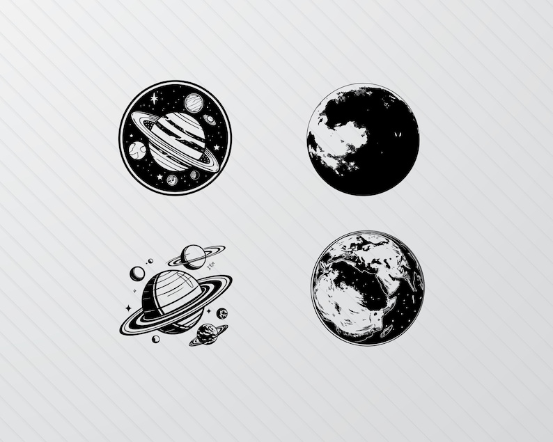 Solar System Planets Silhouette: Galaxy Vector Art (SVG & PNG) - Etsy