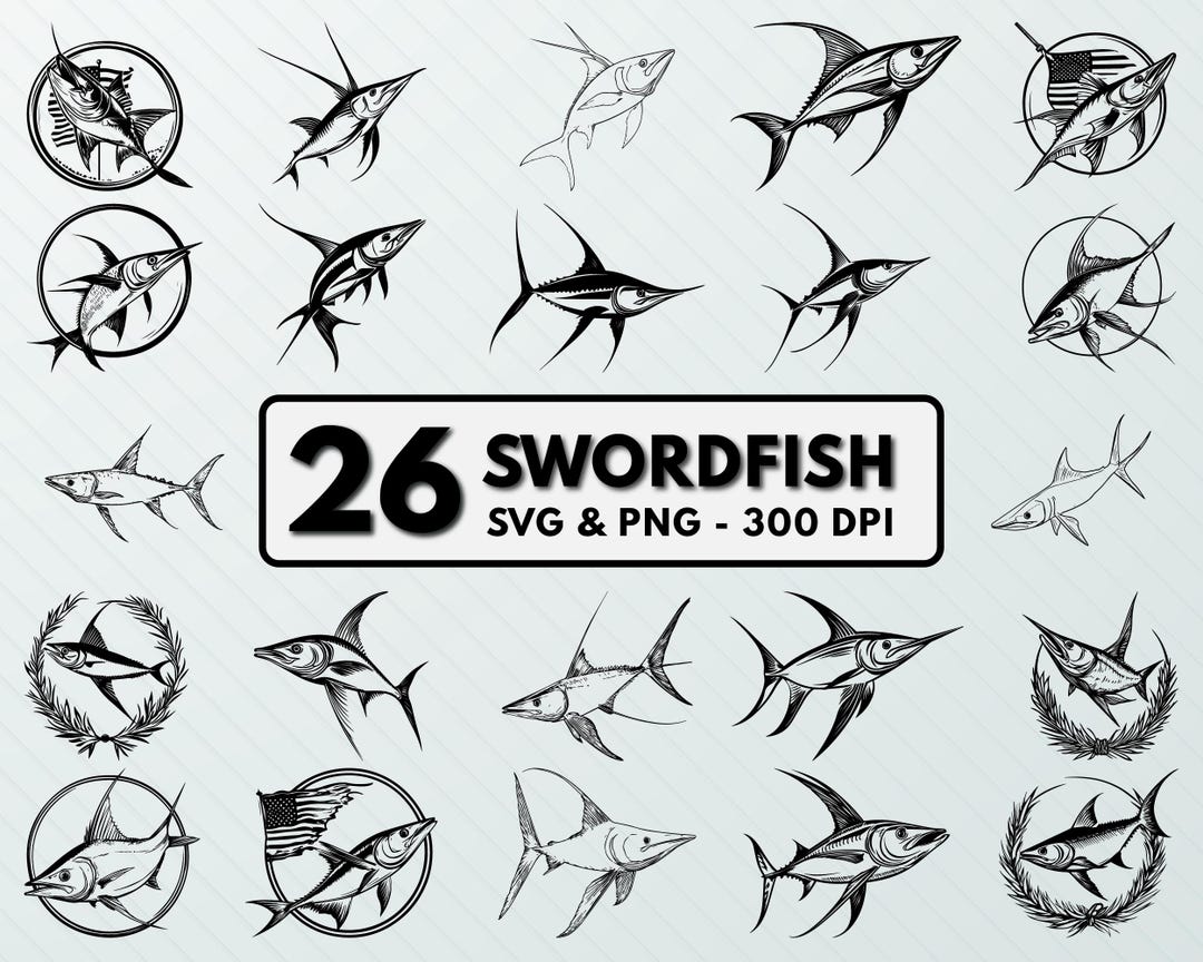 Swordfish Svg Png Bundle, Swordfish Silhouette, Swordfish Clipart, Fish ...