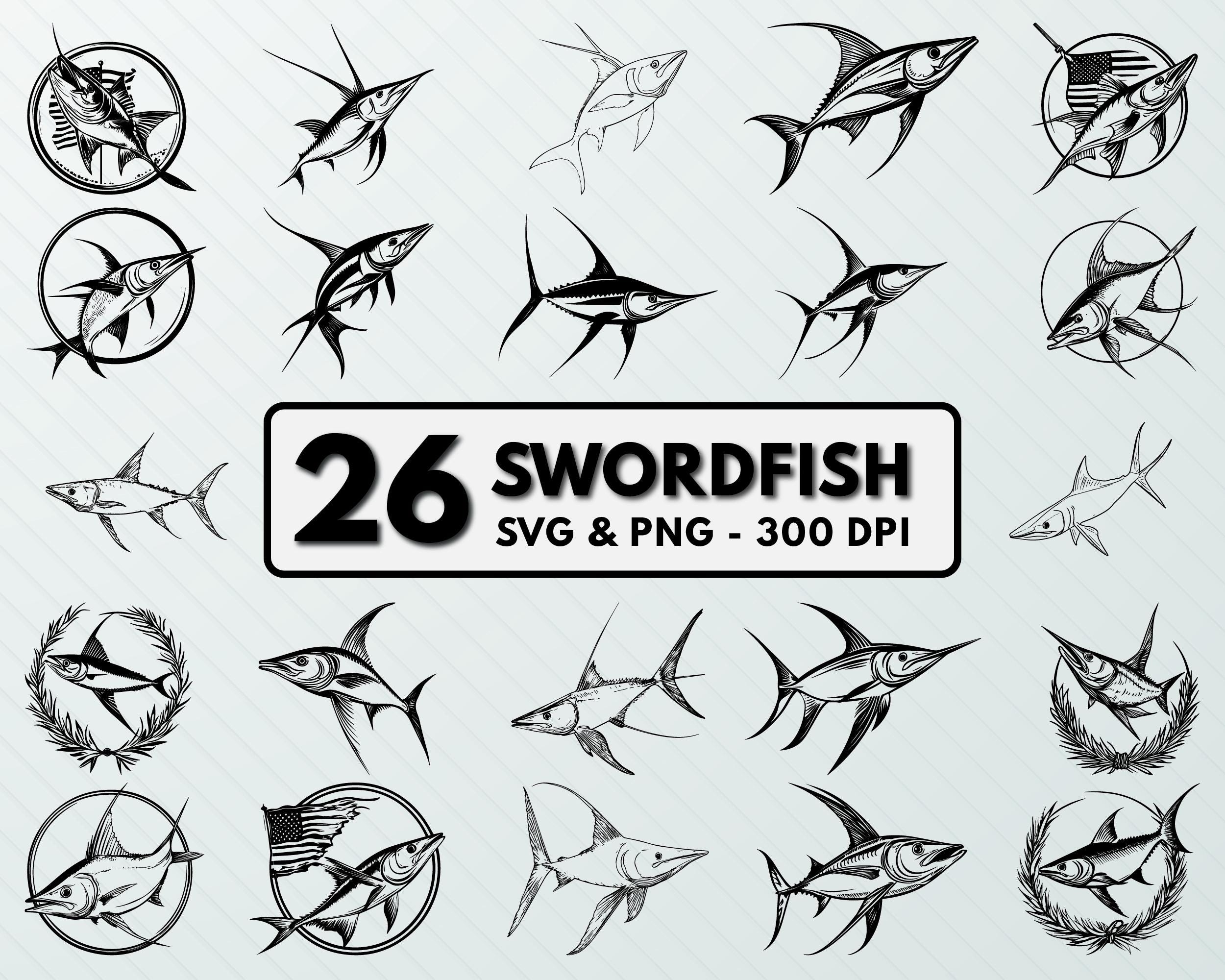 Swordfish Svg Png Bundle, Swordfish Silhouette, Swordfish Clipart, Fish ...