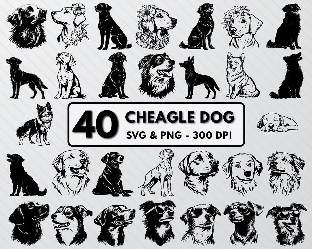 Cheagle Dog Svg Bundle, Cheagle Dog Silhouette, Cheagle Puppies Png ...