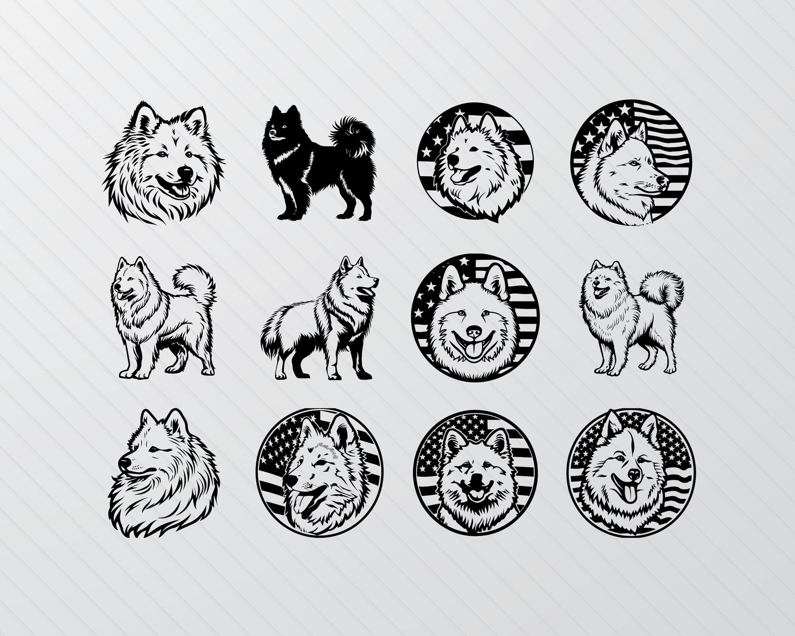Samoyed Dog Silhouette Svg, Samoyed Svg Bundle Cut Files, Samoyed Dog ...