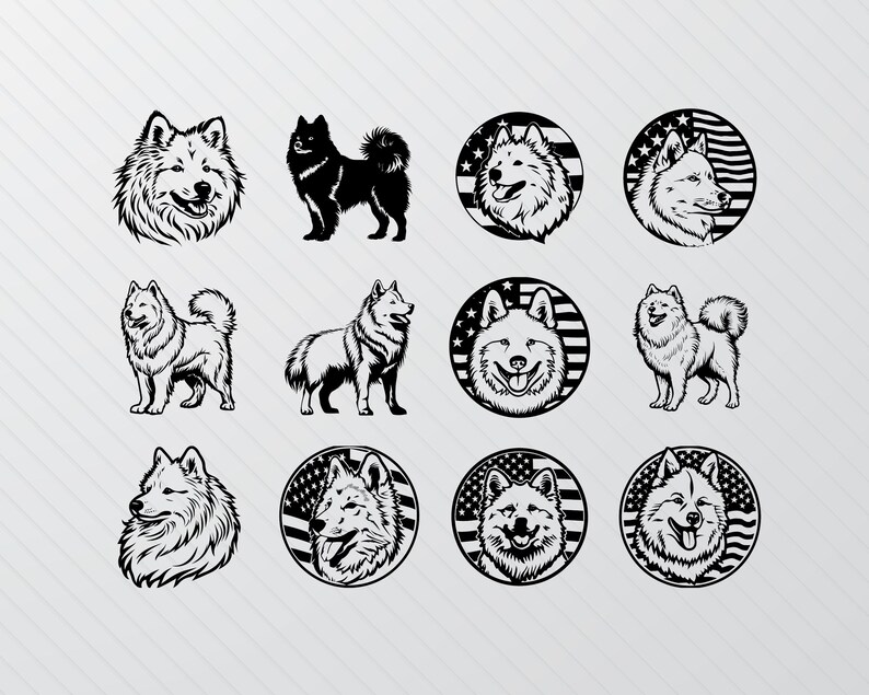 Samoyed Dog Silhouette Svg, Samoyed Svg Bundle Cut Files, Samoyed Dog ...