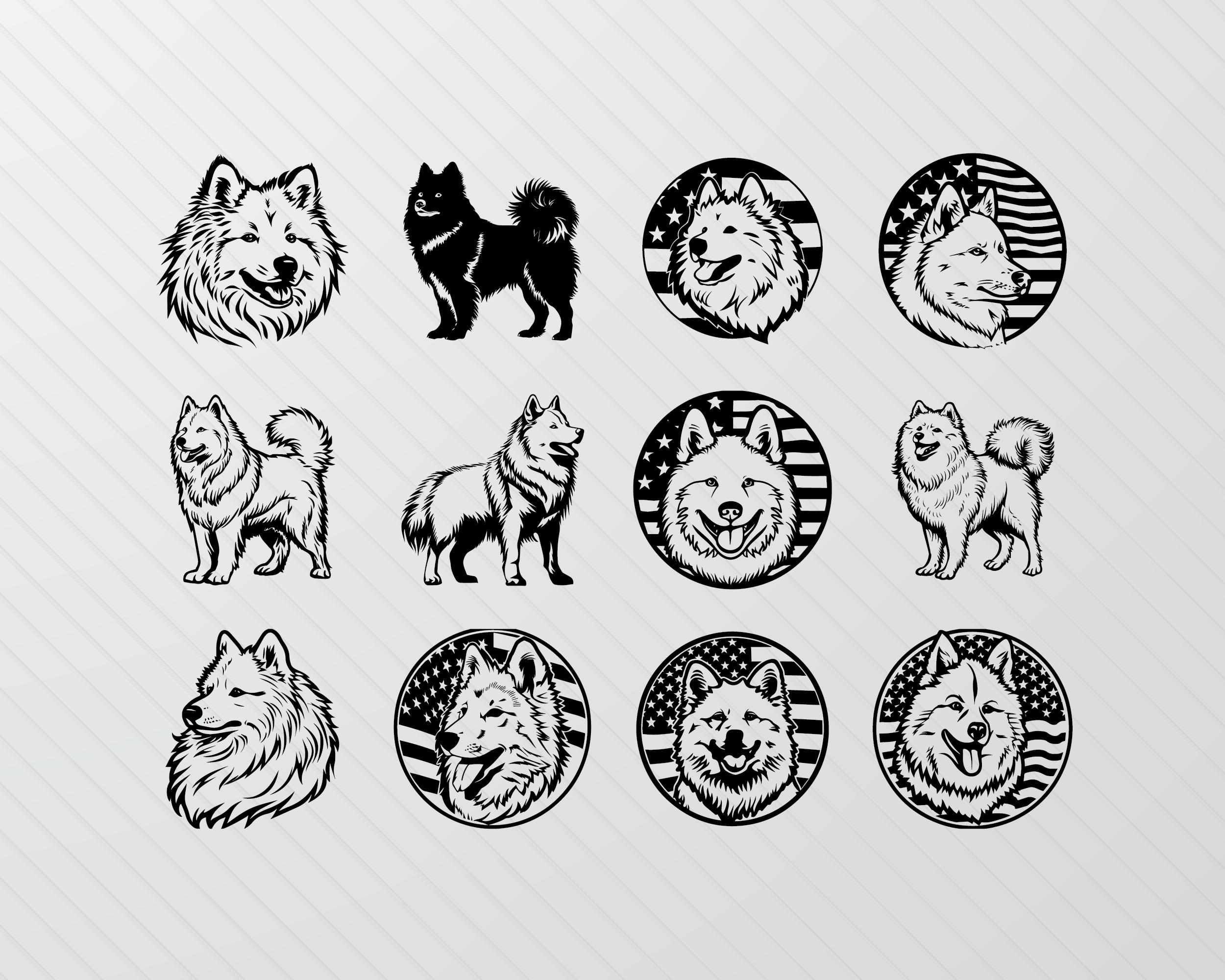 Samoyed Dog Silhouette Svg, Samoyed Svg Bundle Cut Files, Samoyed Dog ...