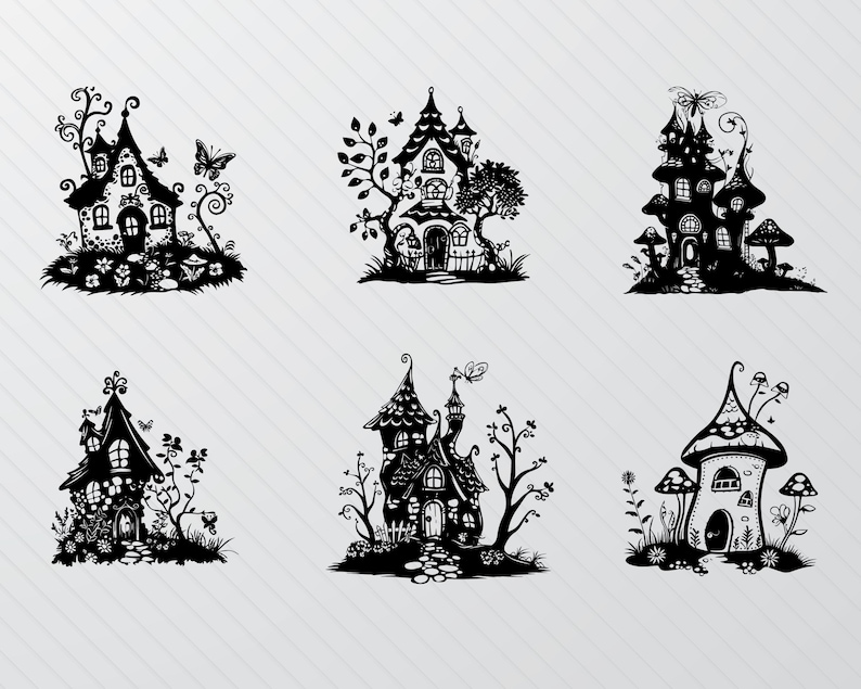Fairy House Svg Bundle, Fairy House Silhouette, Fairy Tale House ...