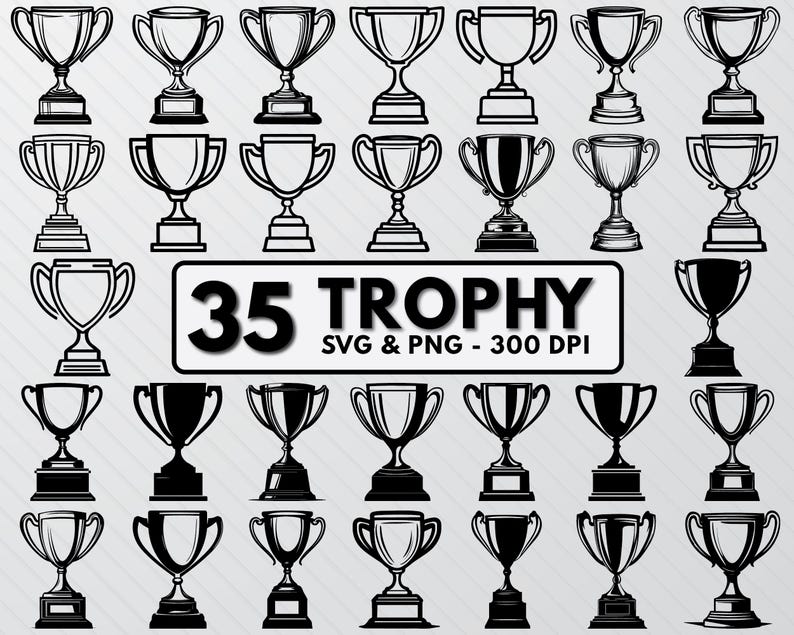 Trophy Silhouette SVG Bundle: Champion Graphics (PNG, Vector) - Etsy