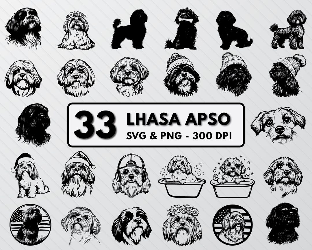 Lhasa Apso Svg Bundle, Lhasa Apso Dog Silhouette, Lhasa Apso Png Decal ...