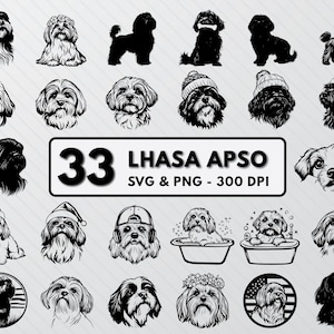 Lhasa Apso Svg Bundle, Lhasa Apso Dog Silhouette, Lhasa Apso Png Decal ...