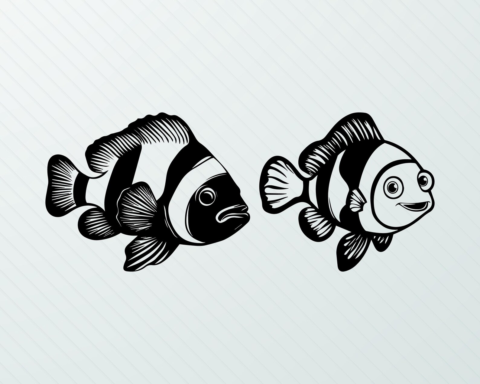 Clownfish SVG PNG Bundle: Silhouette Clipart Vector (300 DPI) - Etsy
