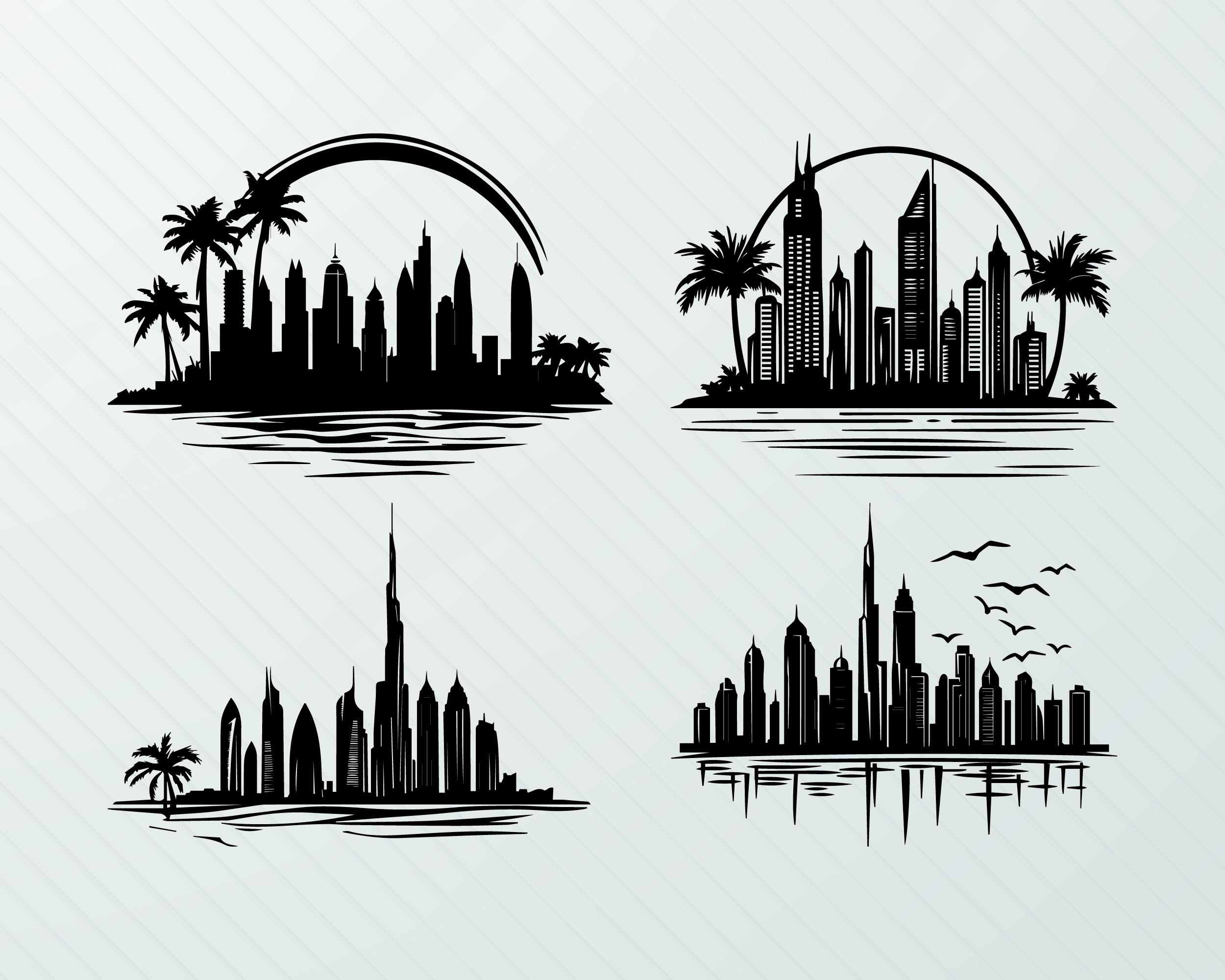 Dubai Skyline Png Svg, Dubai Skyline Clipart, Dubai Skyline Silhouette ...