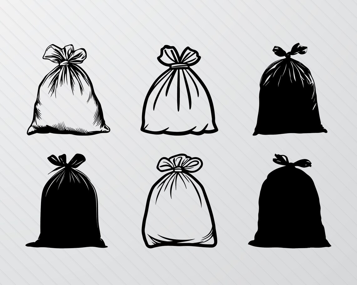 Sack Silhouette Vector Bundle: Bag Outline Clipart (SVG, PNG) - Etsy