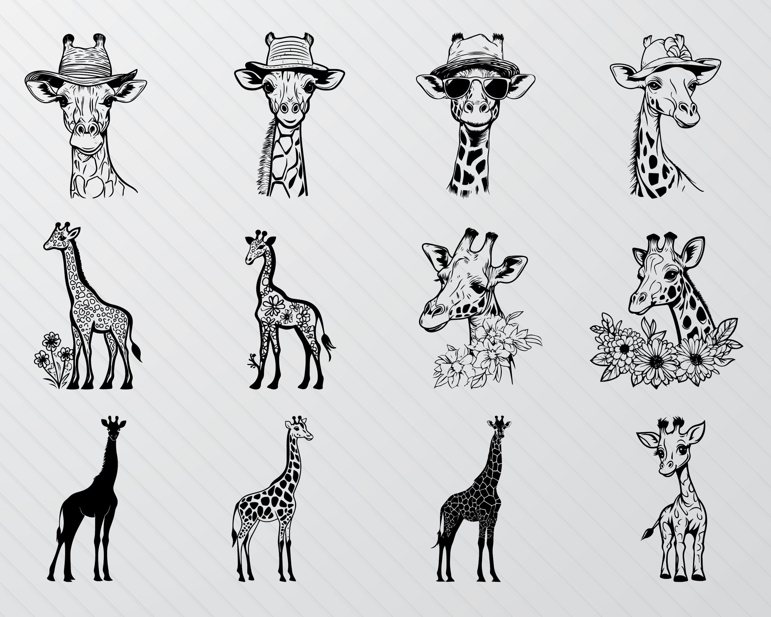Giraffe SVG Cut Files: Animal Silhouette, Logo Clipart (PNG) - Etsy