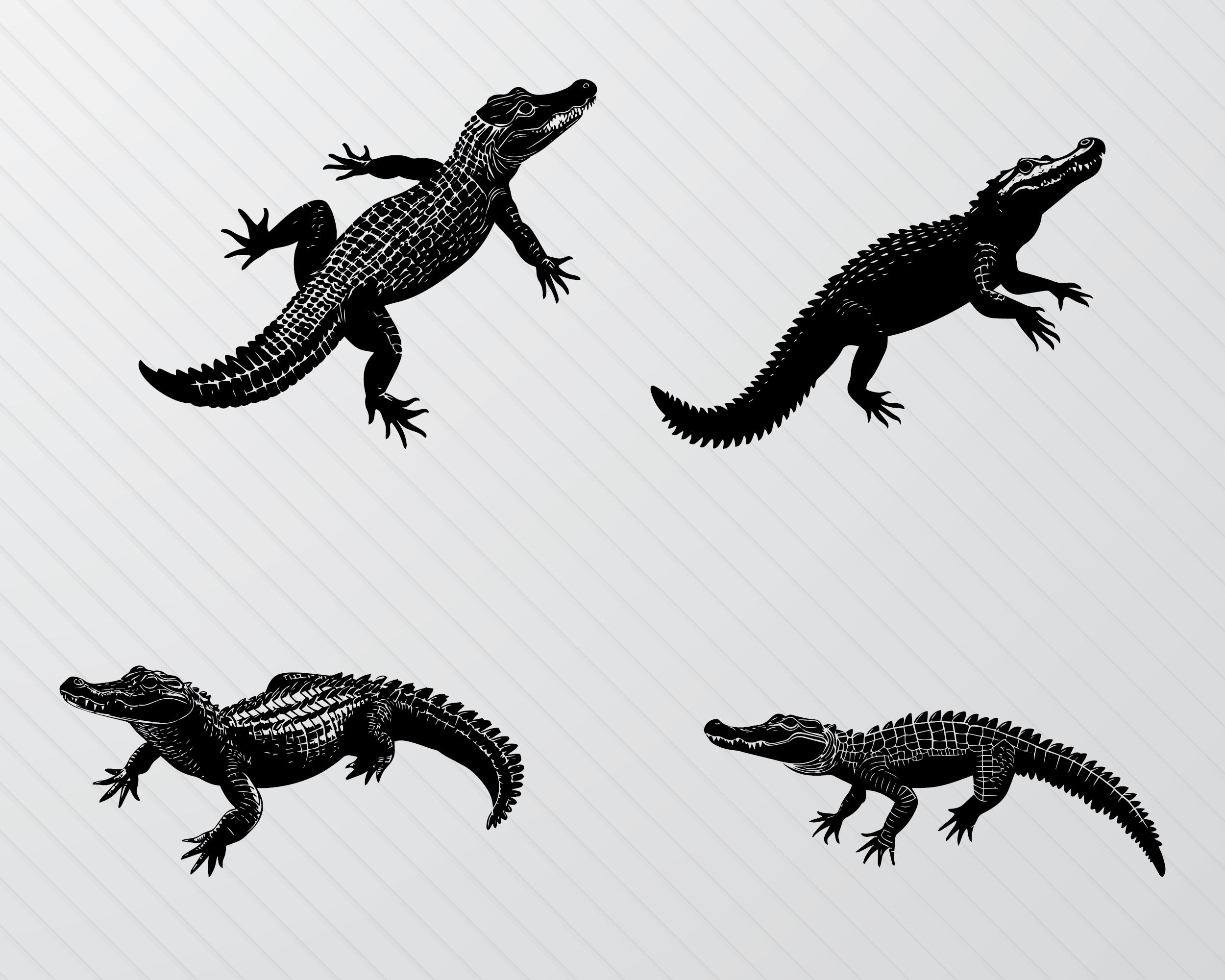 Crocodile Svg Bundle, Crocodile Silhouette Art, Crocodile Png Vector ...