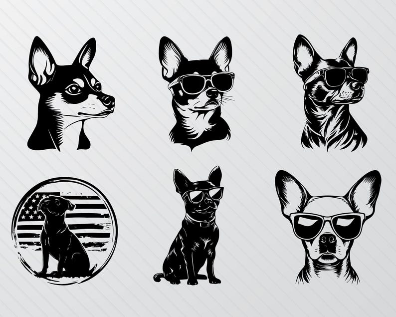 Chipin Dog SVG Bundle: Silhouette Vector Art (PNG, Cricut) - Etsy