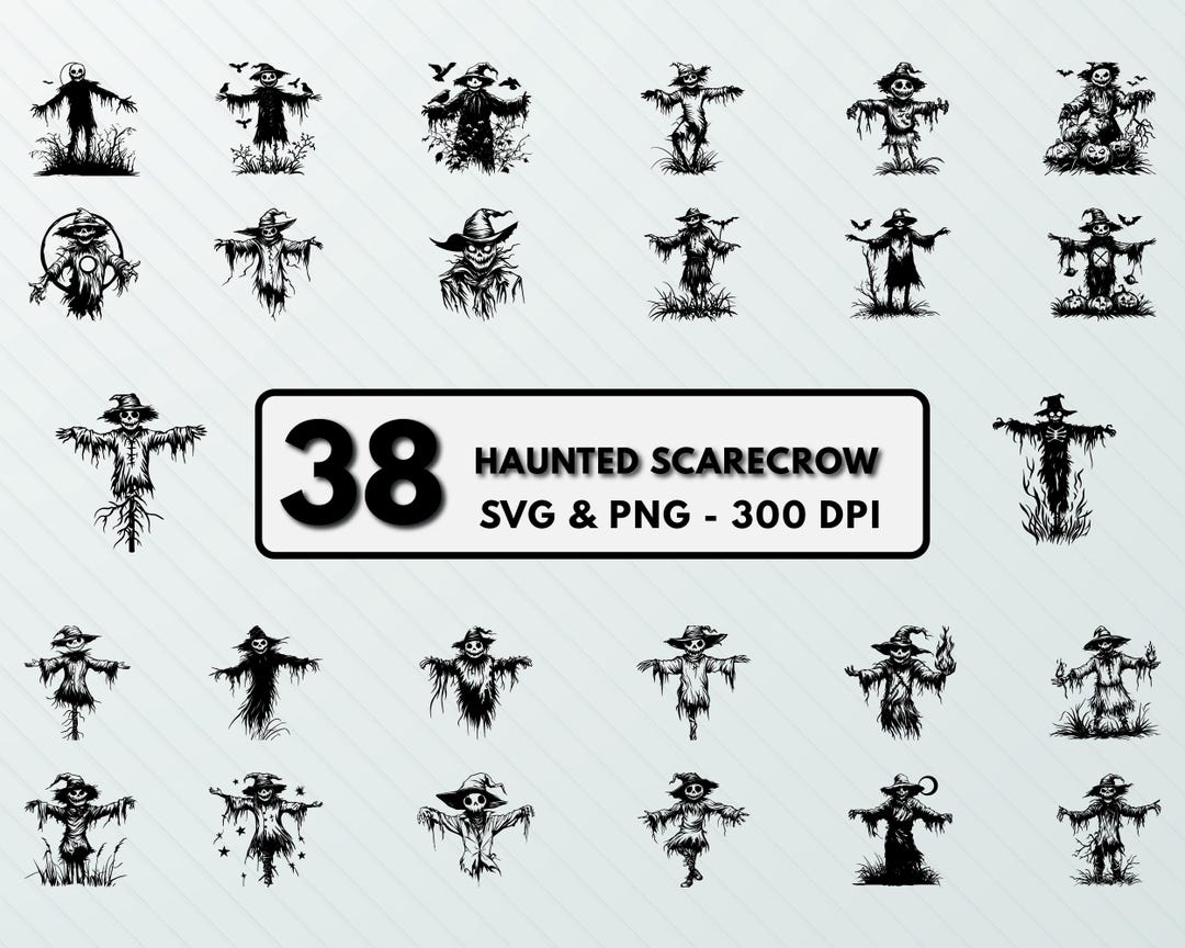 Haunted Scarecrow Clipart: Vector Art, SVG, PNG (300 DPI) - Etsy