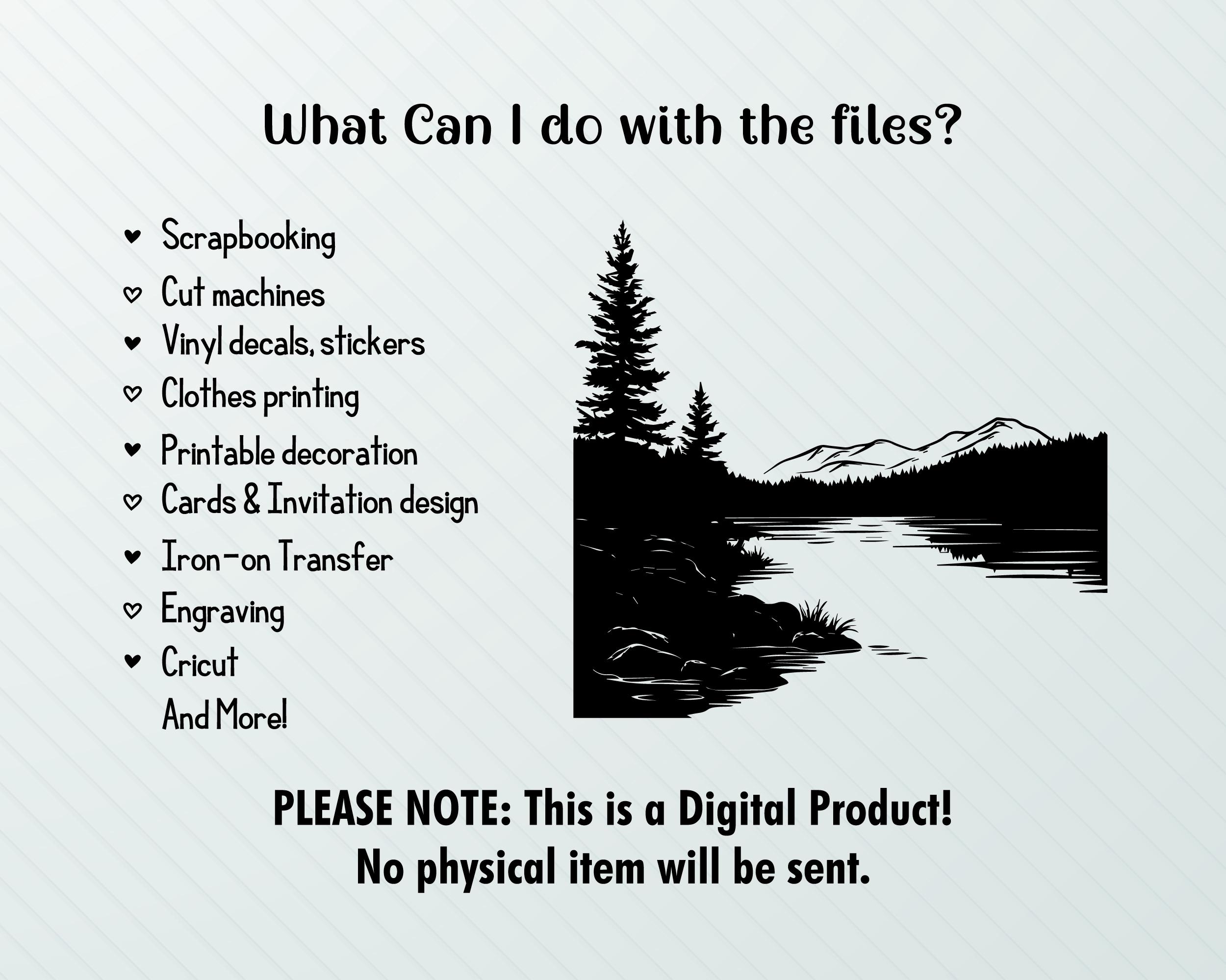 Mountain River Landscape SVG PNG Bundle: Silhouette Clipart (digital ...