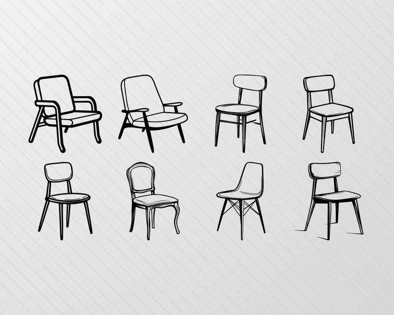 Chair Svg Bundle, Chair Silhouette Svg, Furniture Chair Clipart Png ...
