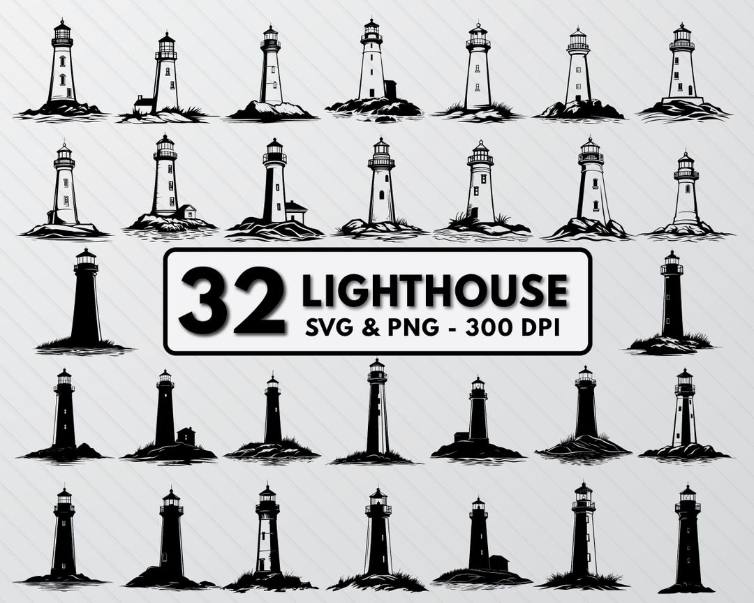Lighthouse Silhouette Svg, Lighthouse Svg Bundle Cut File, Lighthouse ...