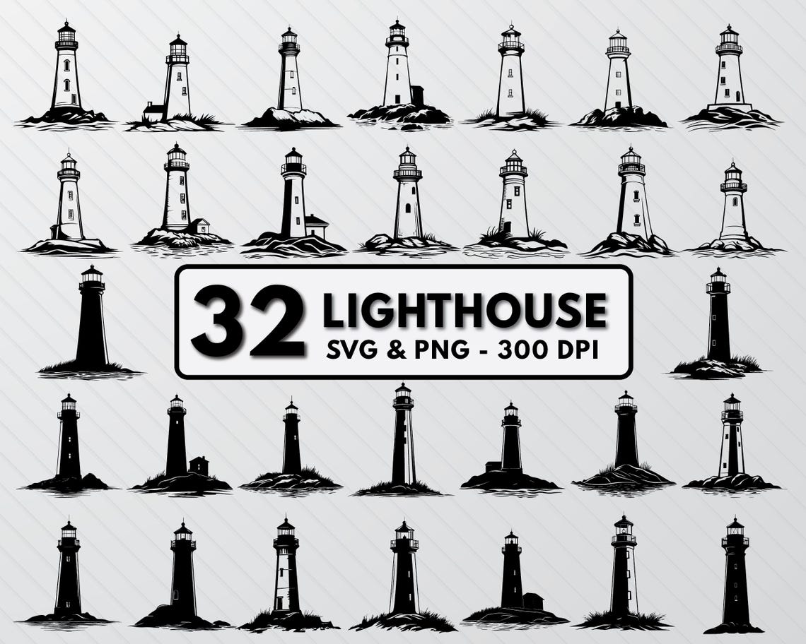 Lighthouse Silhouette Svg, Lighthouse Svg Bundle Cut File, Lighthouse ...