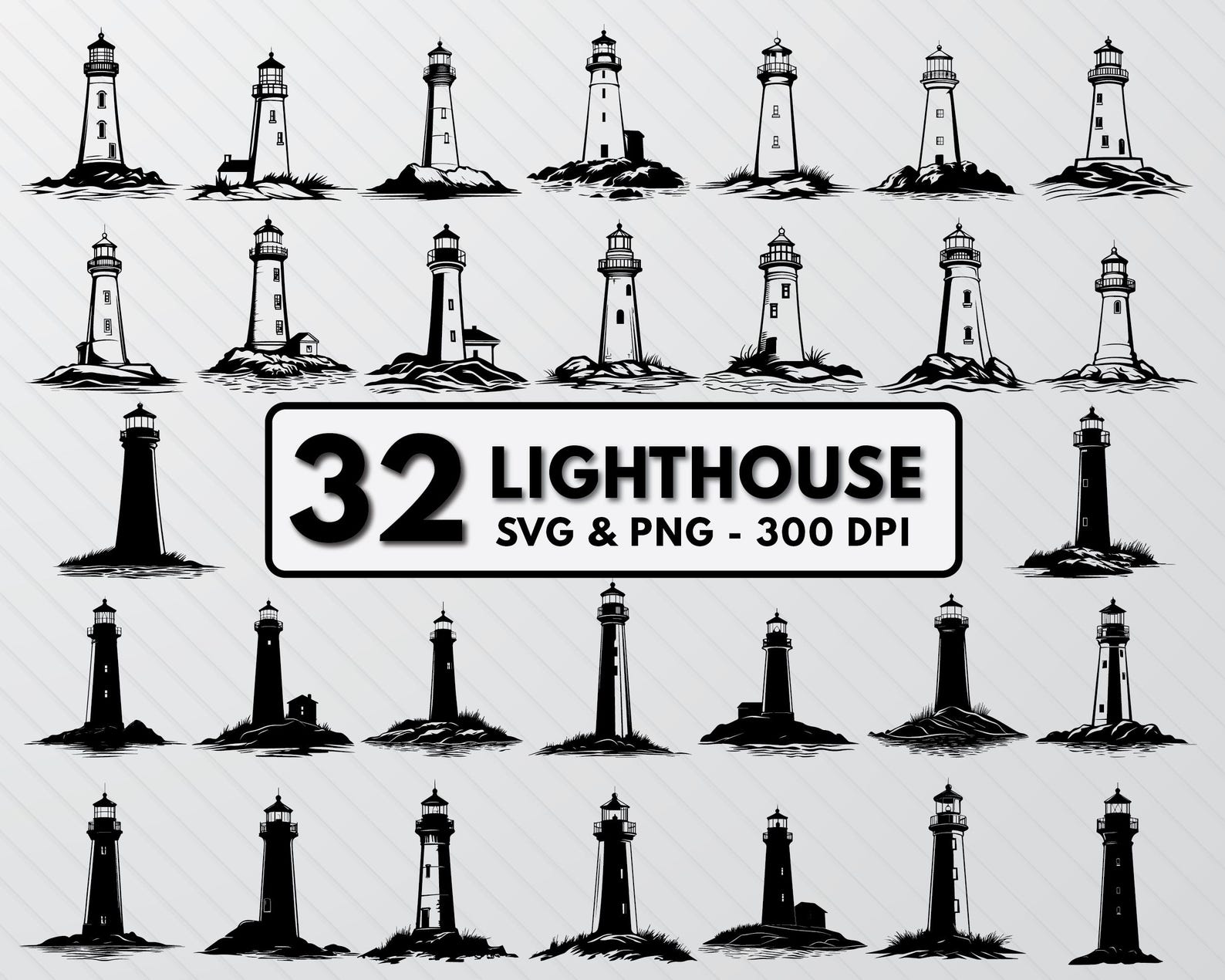 Lighthouse Silhouette Svg, Lighthouse Svg Bundle Cut File, Lighthouse ...