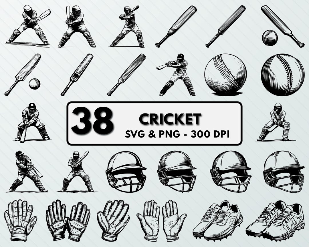Cricket Svg, Cricket Png, Cricket Bat Clipart, Cricket Ball Silhouette ...