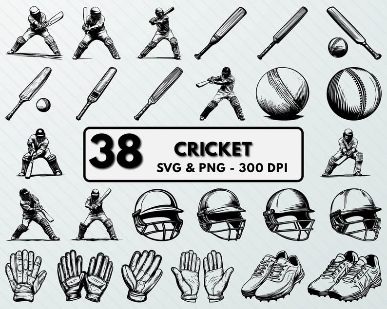Cricket SVG Bundle: Bat, Ball, Stump Silhouette (digital Download) - Etsy
