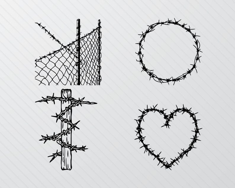Barbed Wire Svg Bundle, Barbed Wire Silhouette Png, Heart Barbed Wire ...