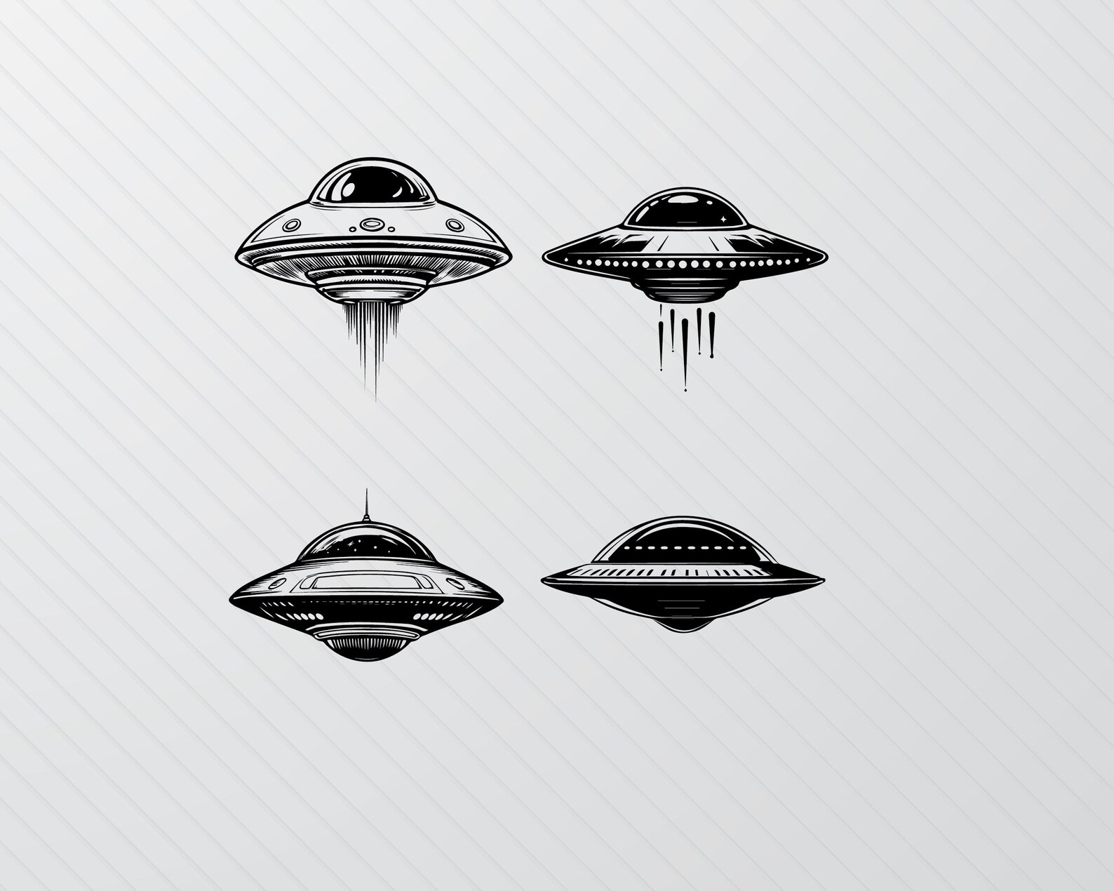 Alien UFO Silhouette, Alien Svg Bundle Cut File, Ufo Ship Clipart ...