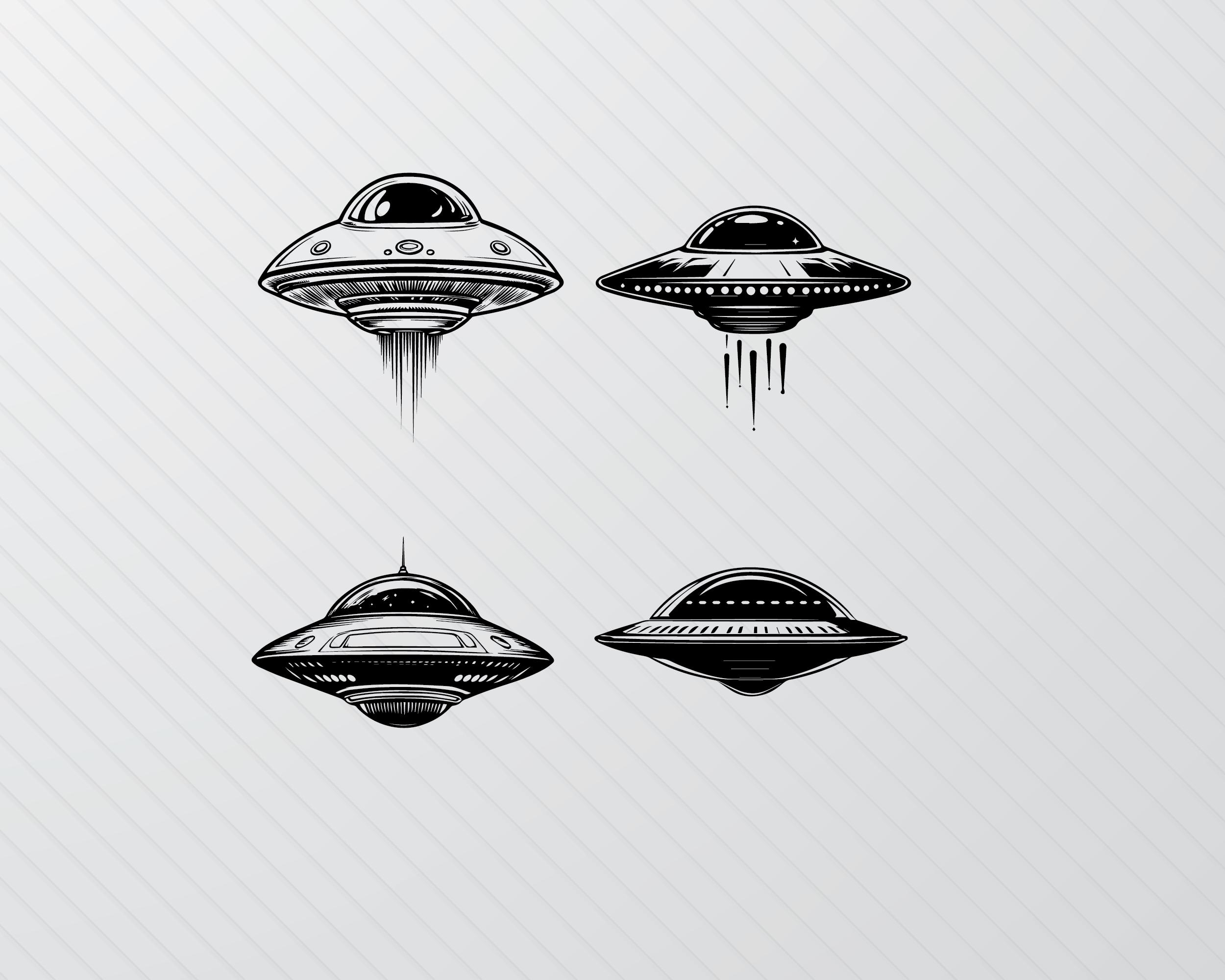 Alien UFO Silhouette, Alien Svg Bundle Cut File, Ufo Ship Clipart ...