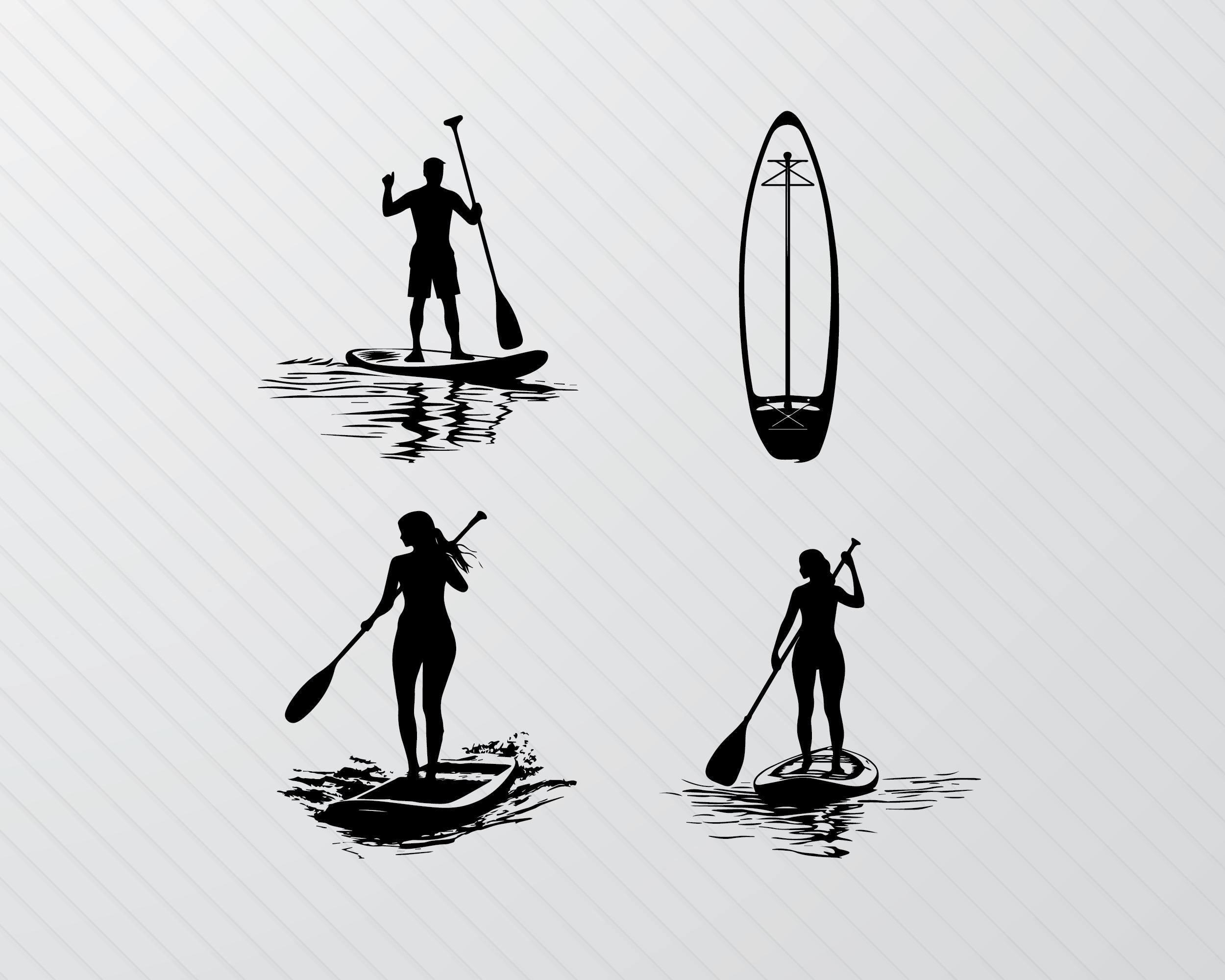 Paddle Board Silhouette Svg Files, Sup Silhouette Clipart Png Cut File ...