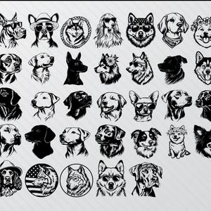 Dog Head Silhouette: 200+ SVG & PNG Clipart Bundle - Etsy