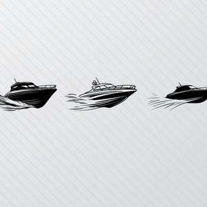 Speed Boat Silhouette, Speed Boat Svg Set Bundle Cut Files, Speed Boat ...