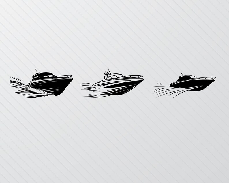 Speed Boat Silhouette, Speed Boat Svg Set Bundle Cut Files, Speed Boat ...