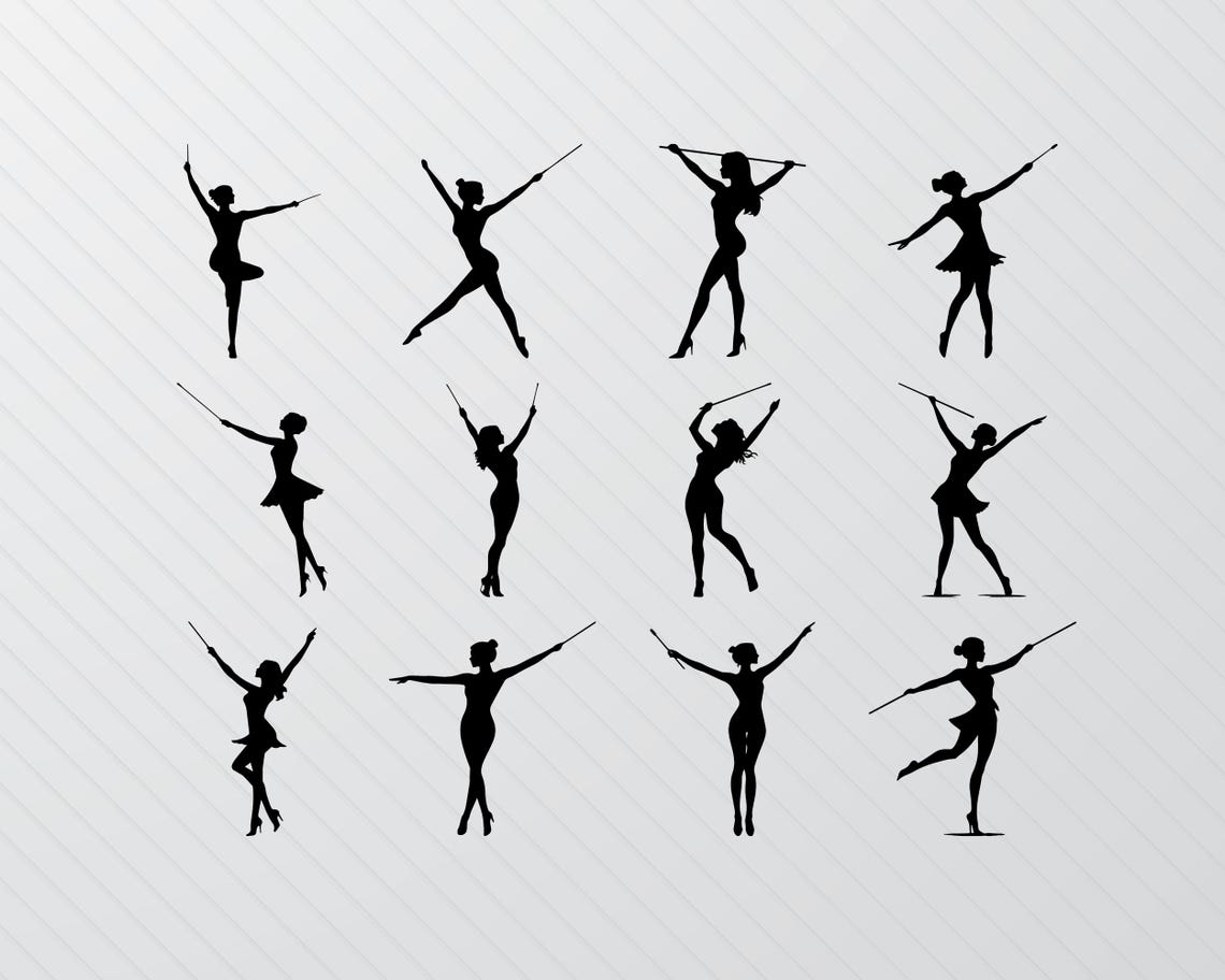Baton Twirling Silhouette: 58 SVG & PNG Clipart Bundle - Etsy